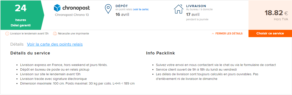 Chronopost – Packlink Centre d´aide